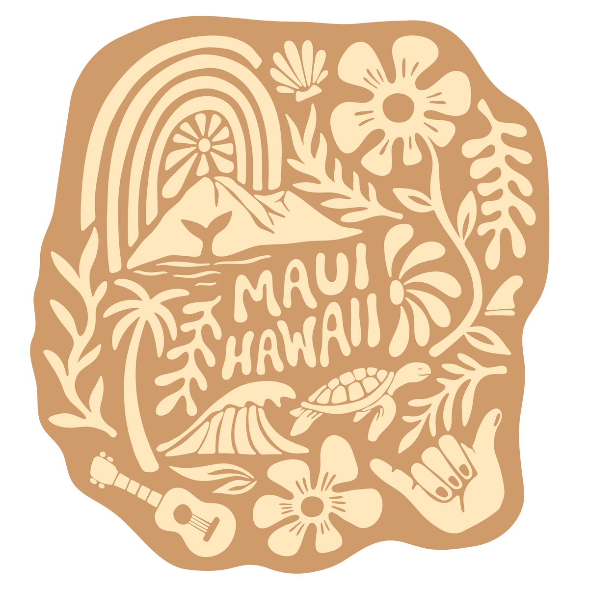 Maui Hawaii North Shore Icons Sticker